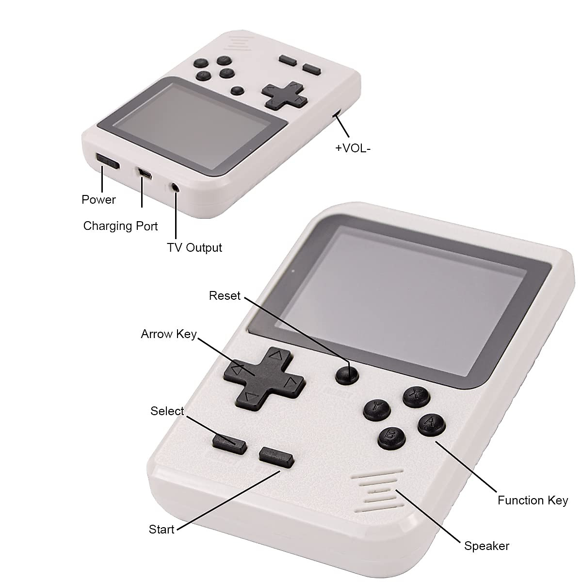 RFiotasy Handheld Game Console with 400 Classical FC Games Console 2.8-Inch Color Screen Support for TV Out , Christmas Birthday Presents for Kids, Adults (White)