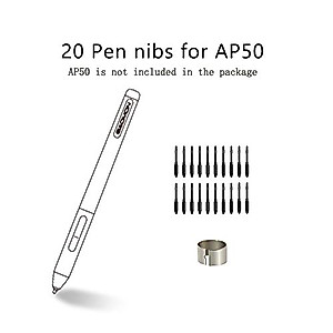 GAOMON 20 Pack Nibs for PD1161/PD1220/PD1320/ PD1561 /PD156 PRO/ PD2200/S620/S630/S830/M10KPRO/M106KPRO/M1220/M1230-for Digital Pen ArtPaint AP50 & AP32