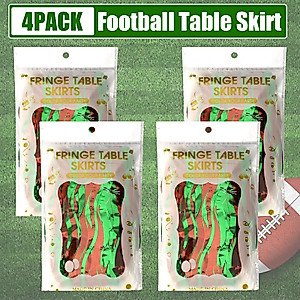 DTOFOOT 4 Pack Football Party Table Skirt Decorations, 30x108 Inch Foil Fringe Tinsel Table Skirts Football Tablecloth Table Cover for Football Birthday Party Decorations Sports Theme Party Supplies