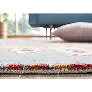 SAFAVIEH Bella Collection 2'3" x 7' Ivory/Blue BEL118A Handmade Boho Premium Wool Runner Rug