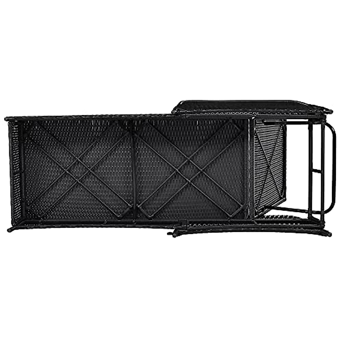 Patio Chaise Lounge Chair Outdoor Pool Beach, Brown PE Rattan Wicker Reclining Chair Djustable Backrest, Removable Cushion (Beige), Steel Frame Set of 2 (1)