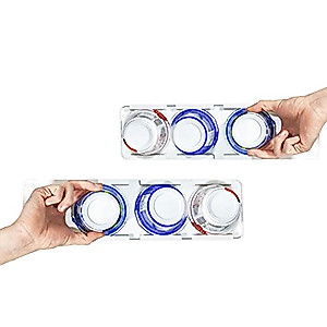 Storage Theory Yogurt Fridge Organizer - Holds up to 4 Wide-Mouth Vegan and Greek Yogurt Cups Each - Peel and Stick Slider Shelf for Small Refrigerator Spaces - 2 pc