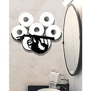 Metal Sloth Wall Toilet Paper Storage,Animal Decorative Metal Paper Holders,Black Toilet Tissue Holder,Cute Toilet Paper Storage for Bathrooms,Wall Toilet Paper Organizer Hold Extra 8 Rolls