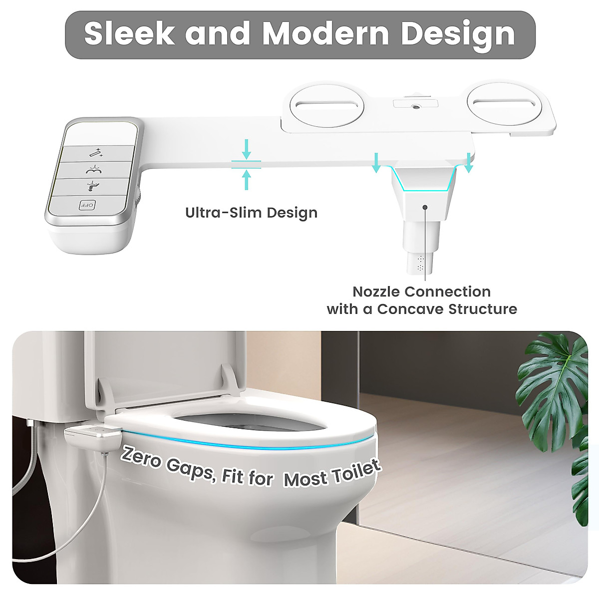 Aresmata Bidet Attachment for Toilet Ultra-Slim Bidets for Existing Toilets, Non-Electric Bidet Toilet Seat Self-Cleaning Retractable Nozzles Badays for Toilets, Quick & Easy Installation Bedets