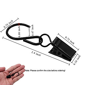 Coideal Curtain Clips Gutter Hooks, 40 Pcs Metal S Hooks Awning Xmas Light Shower Hanging Clips for Christmas Decoration, Indoor and Outdoor (Black)