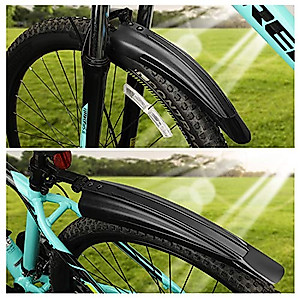 TAGVO Bike Fender Set, 2 Parts-Universal Full Cover Thicken Widen Bicycle Mudguard Set Mountain Bike Front and Rear Mud Guard Portable Adjustable Bike Fender Mudflap for MTB Mountain Road Bike