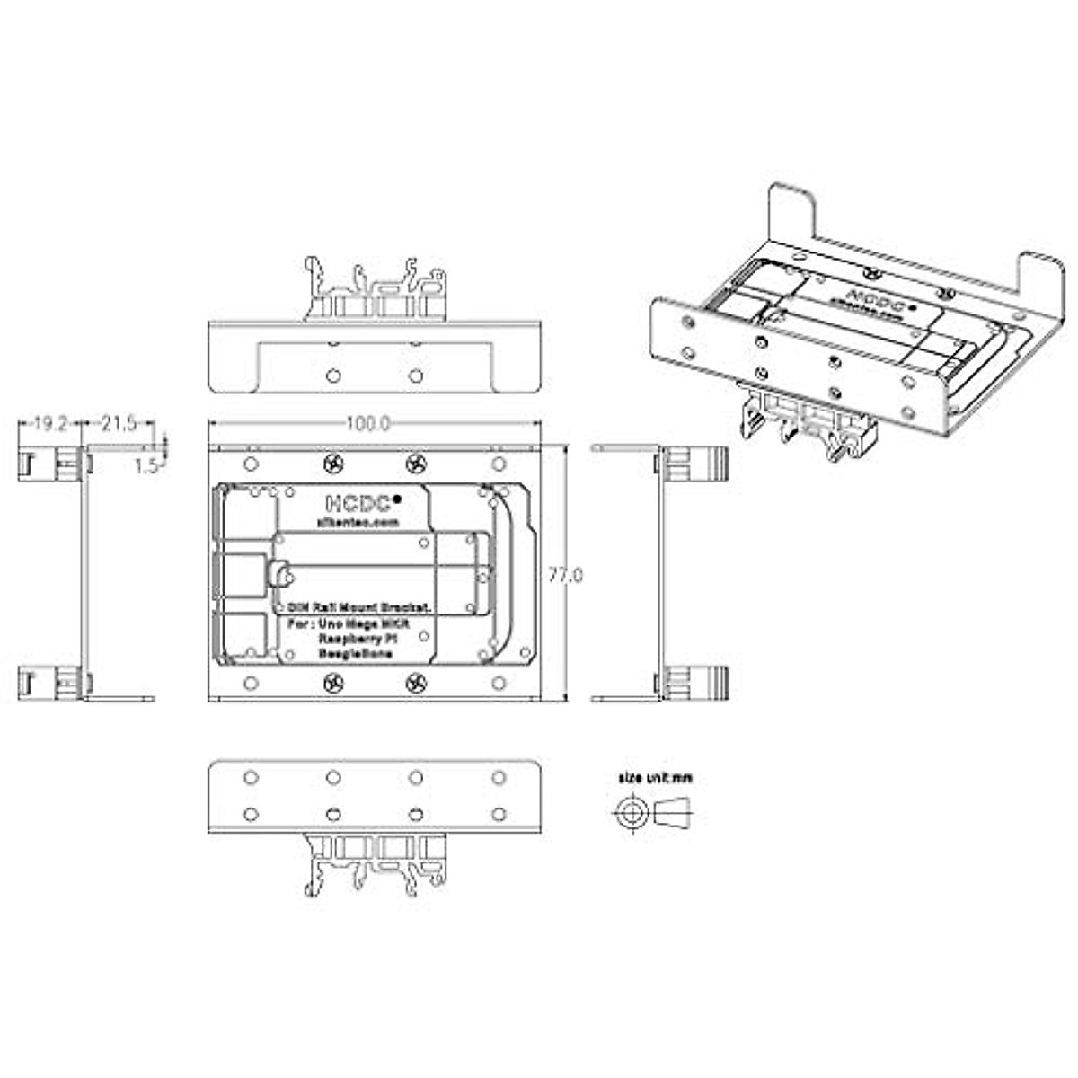 DIN Rail Mount Bracket for Raspberry Pi A+ B+ 2B 3B 3B+ 4B Zero Arduino Uno Mega Mkr BeagleBone