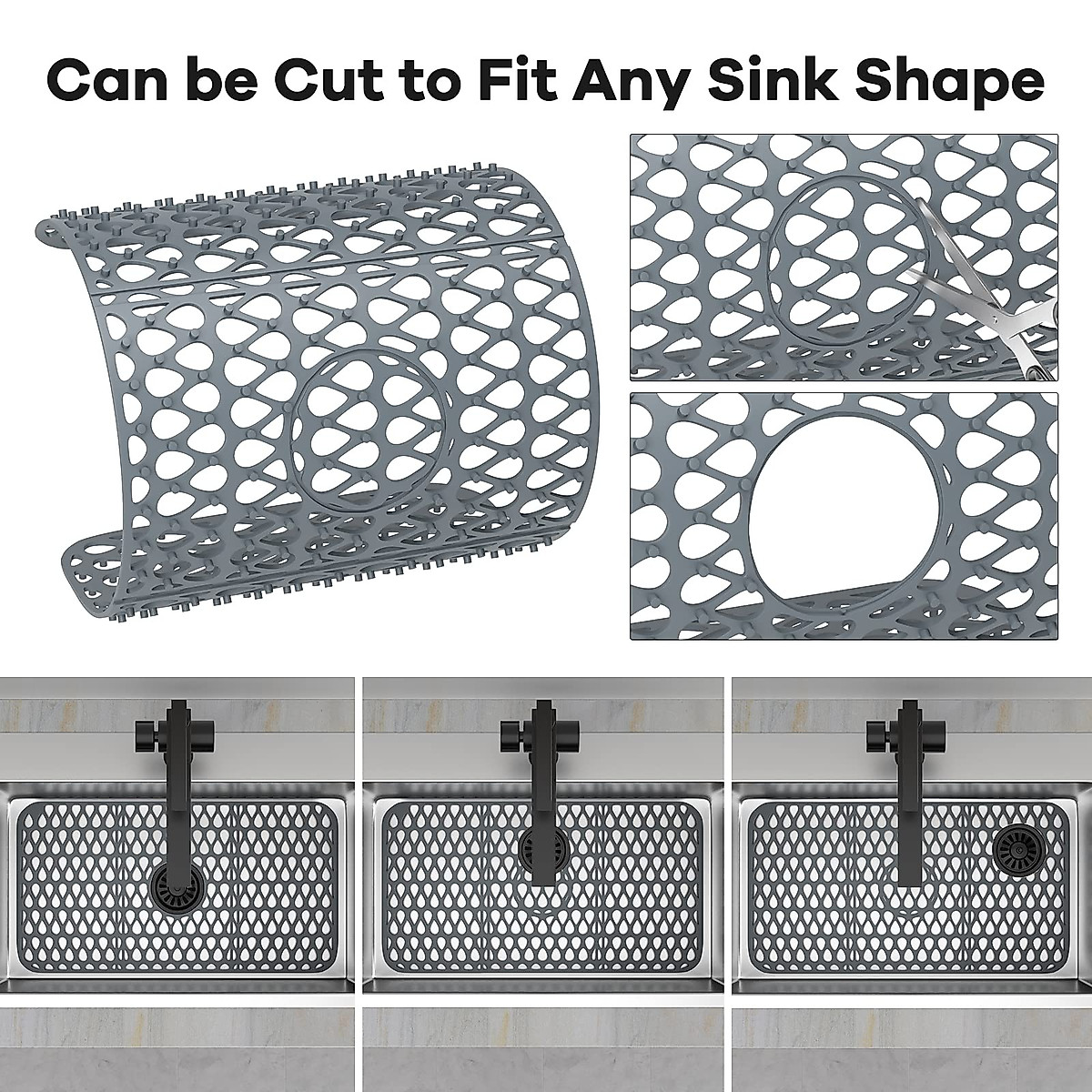 Toovem Sink Protectors for Kitchen Sink 26''x 14'',Silicone Sink Mats for Bottom of Stainless Steel/Porcelain Sink, Foldable Sink Mat for Kitchen, DIY, No-Slip Sink Grid Accessories