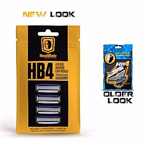 HeadBlade ATX Razor and HB4 Refill Shaving Razor Blades (4 Blades)