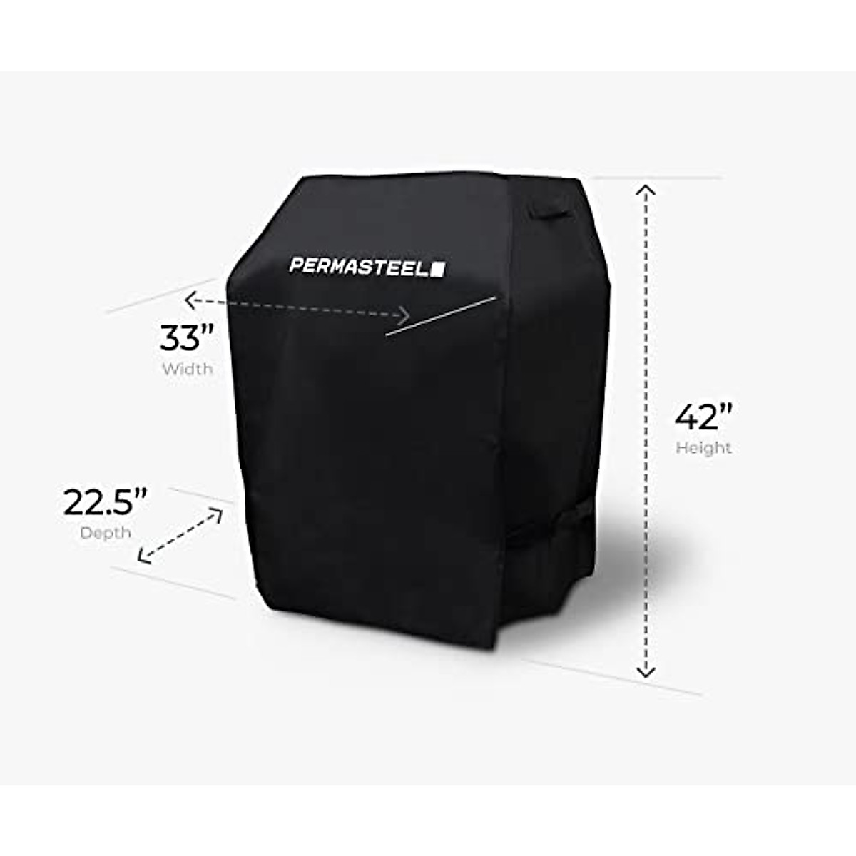 Permasteel PA-1023BK-AM 33" 2 or 3 Burner BBQ Grill Cover, Heavy Duty Weatherproof Fabric for Outdoor Patio Backyard, Universal Fit for Grills up to 33" Width, Black