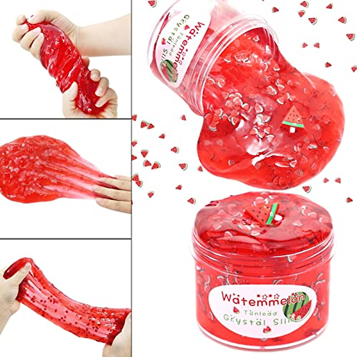 Fruit Slime Kit with Charms, 1 Pack 70ml Various Soft and Stretchy Crystal Mud Stress Relieve Sensory Toy Green Slime Toy