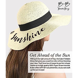 Brook + Bay Embroidered Summer Hats for Bachelorette Party - Floppy Sun Hats for Bridal Shower - Women Beach & Vacation Hat Hello Sunshine