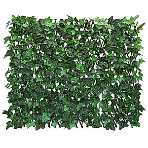 GLANT Expandable Fence Privacy Screen for Balcony Patio Outdoor,Decorative Faux Ivy Fencing Panel,Artificial Hedges (Single Sided Leaves) (1, Green-Ivy)