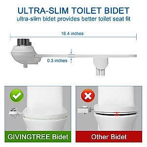 Bidet Toilet Attachment w/Digital Display Temperature, Adjustable Cool to Warm Water, Non-Electric Self Cleaning Dual Retractable Nozzles for Rear & Feminine Wash