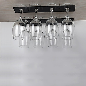 WANLIAN Wine Glass Frame Wall -Mounted Wine Glass Storage Shelf Cabinet Cabinet Cabinet Wine Glass Wine Glass Reserve Hanger Kitchen bar Restaurant Screwdriver Installation (Black 2 Set)