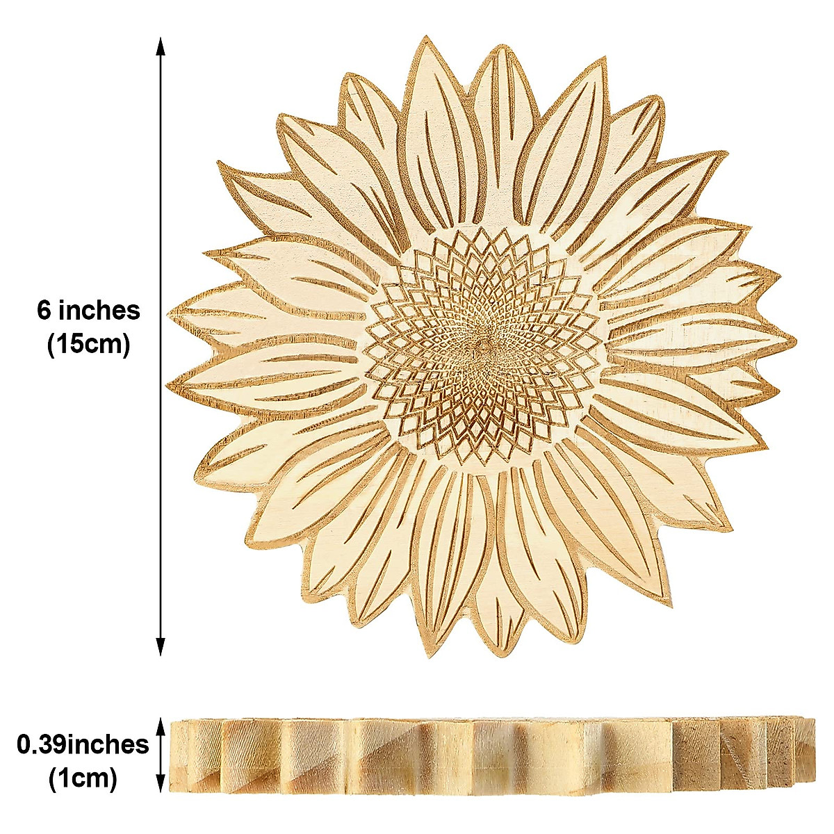 2 Pcs Sunflower Wooden Trivets for Hot Dishes Non Slip Heat Resistant Wood Trivet Mat Table and Kitchen Countertop Decor Dining Table Hot Pot Holder Sturdy Hot Pads for Pots Pans, 6 Inches