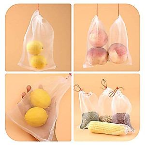 Kikhope 50 Pcs Fruit Protection Bags, 10"x6" Fruit Netting Bags, Garden Netting Bags with Drawstring, Fruit Tree Bags, Netting Barrier Bags for Protecting Fruits and Vegetables
