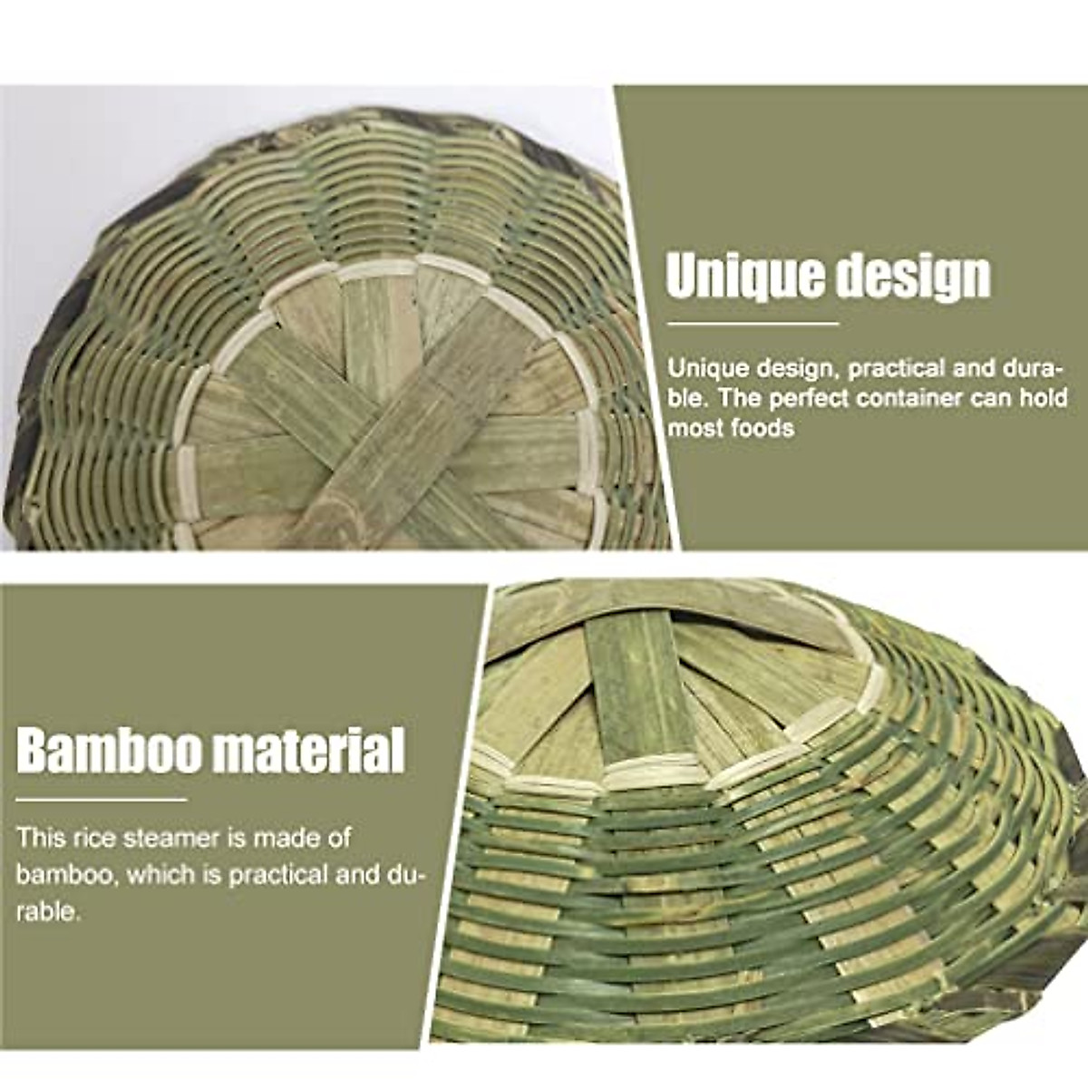 Zerodeko Wok Sticky Rice Cooking Steamer Basket Wicker Lid Traditional Replacement Steamer Basket Lid Wicker Woven Lid Rice Base for Bottom Containers