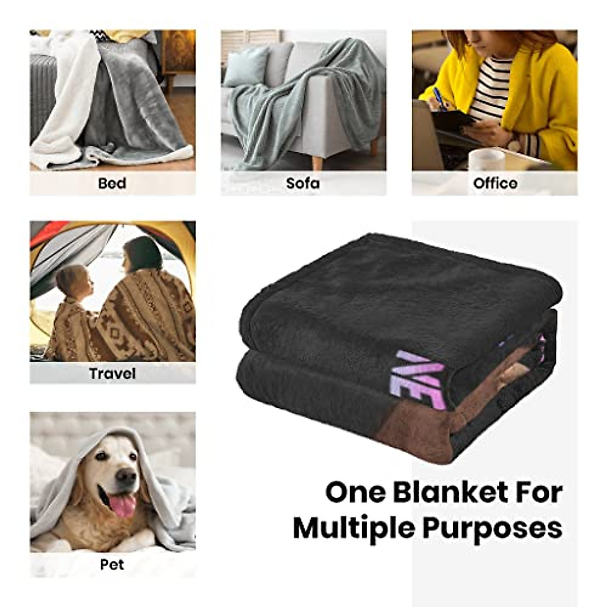 African American Woman Throw Blanket Ultra Soft Warm Cozy Lightweight Microfiber Blankets Flannel Sherpa Fuzzy Fluffy Plush Throws for Sofa Couch Bedding All Season 60"x50"