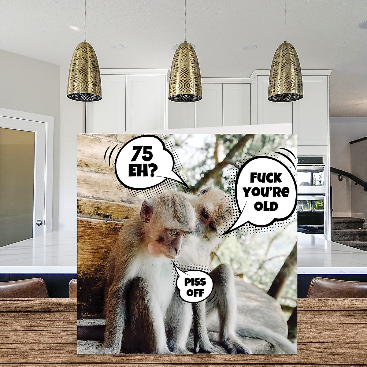 Funny 75th Birthday Cards for Men Woman - Old Monkeys - Happy Birthday Card for Dad Mom Great Grandpa Grandma Nanny Aunt Gran Uncle Aunt, 5.7 x 5.7 Inch Rude Joke Offensive Humor Greeting Cards