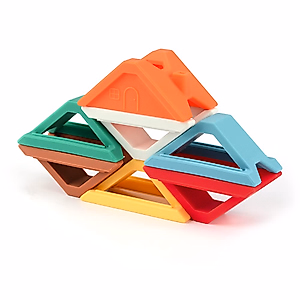 lofca Silicone Building Block Baby Educational Montessori Toy Toddler Stacking Sets House 7 Pieces