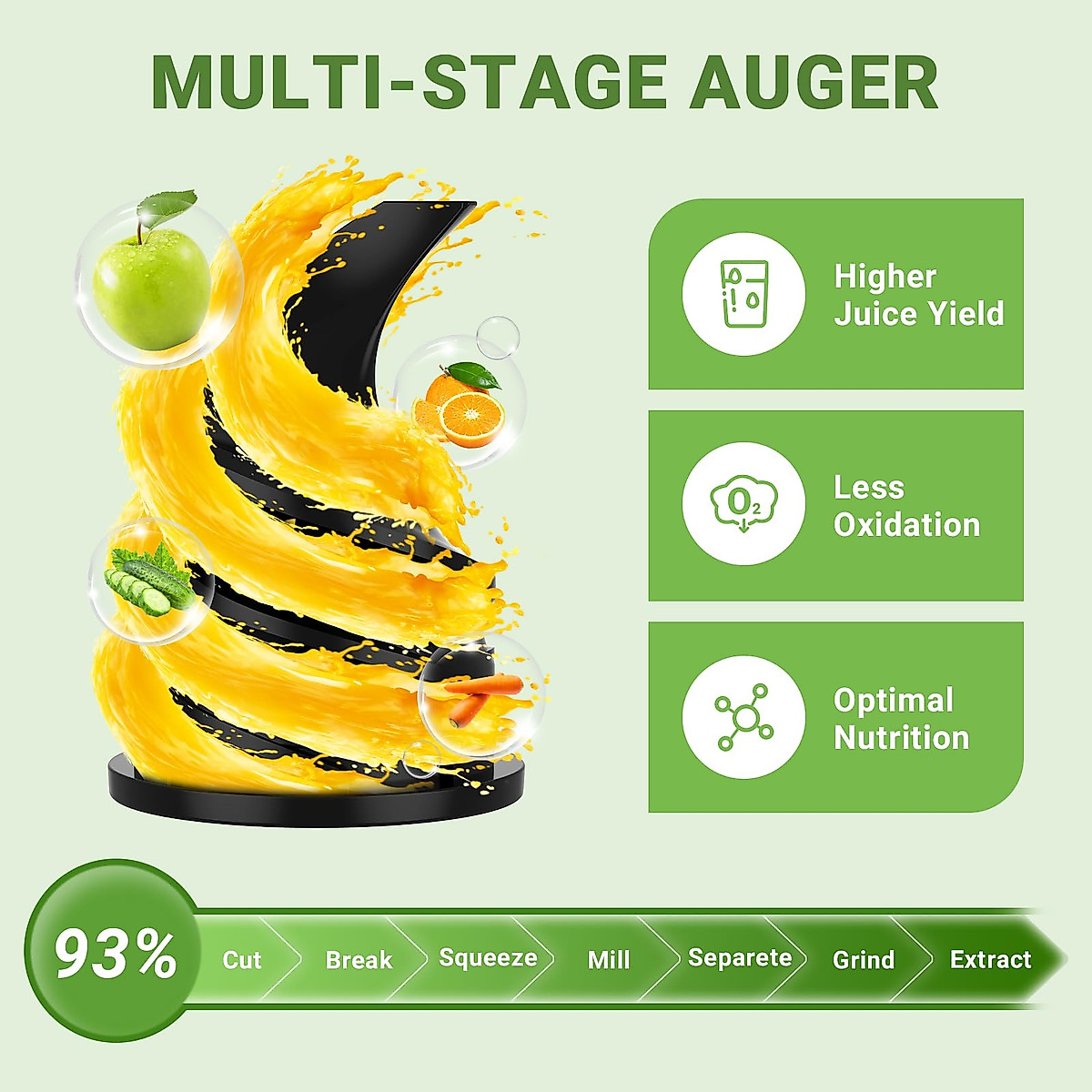 AMZCHEF Whole Fruit Juicer Machines, 80MM Large Feeding Chute Slow Masticating Juicer, Powerful Cold Press Juicers with Upgrade Auger, Double-Layer Filter, Retro Toggle Switch (Light black)