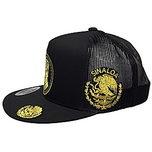 Capsnmore El Chapo Guzman Sinaloa Logo Federal 3 Logos Hat Black Mesh Snapback
