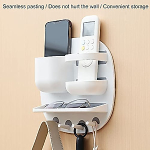 Wall Mount Shelf Accessories Organizer Self-Stick Bedside Storage Organizer for Earphone, Cell Phone Next to Bed & Table Dorm(White)