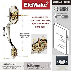 Elemake Front Door Handle - Front Door Lock Exterior/Interior Front Entry Handleset with Door Knob, Heavy Duty Keyless Entry Door Handle, Brushed Nickel Plating