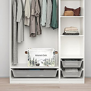 Joyestore Woodland Bear Fox Personalized Storage Bins Baskets Cubes Organizer with Handle for Shelves Closet Nursery Toy 1 Pack