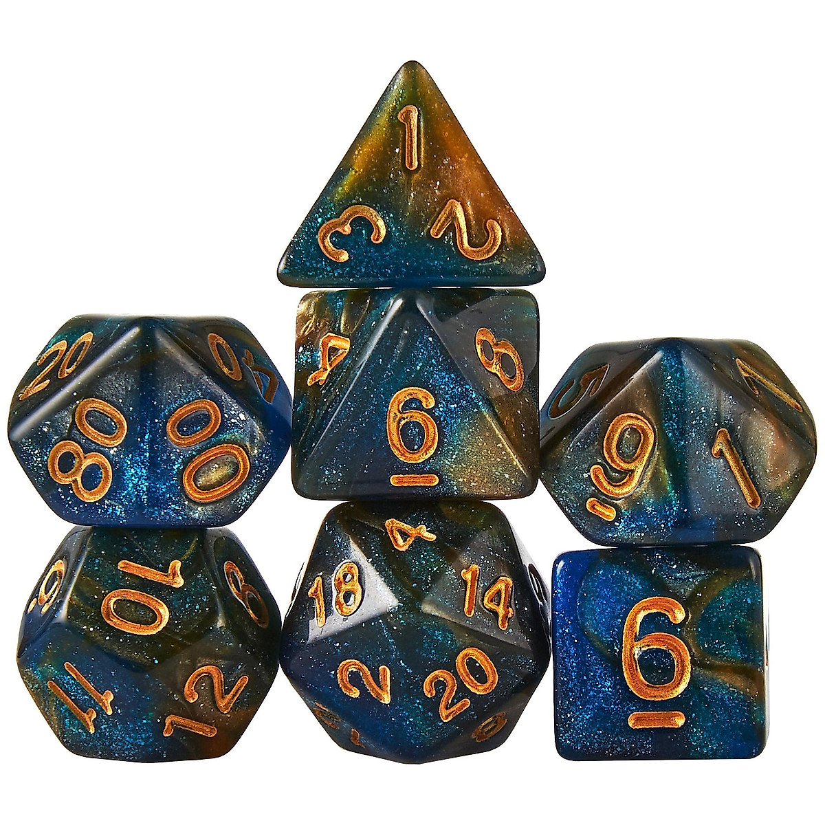 Brybelly Glitter Bomb of Polyhedral Dice, 25 Pc Variety Pack - 5 Sets of Sparkle Bulk RPG Tabletop Game Pieces & Accessories in Bulk - TTRPG Essential Starter Kit and Extra DND Items for Gaming