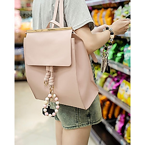 WEESMILE Silicone Key Ring Bracelet for Women | Stretchy Wrist Keychain Bracelet for Car Keys, Wallets, IDs, and Credit Cards (Brown/White)