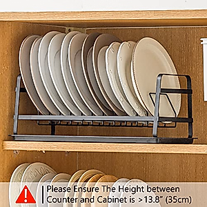 Poeland Dish Drying Rack with Drain Pan, Plate Pot Lid Holder and Dish Drainer for Kitchen Counter Cabinet