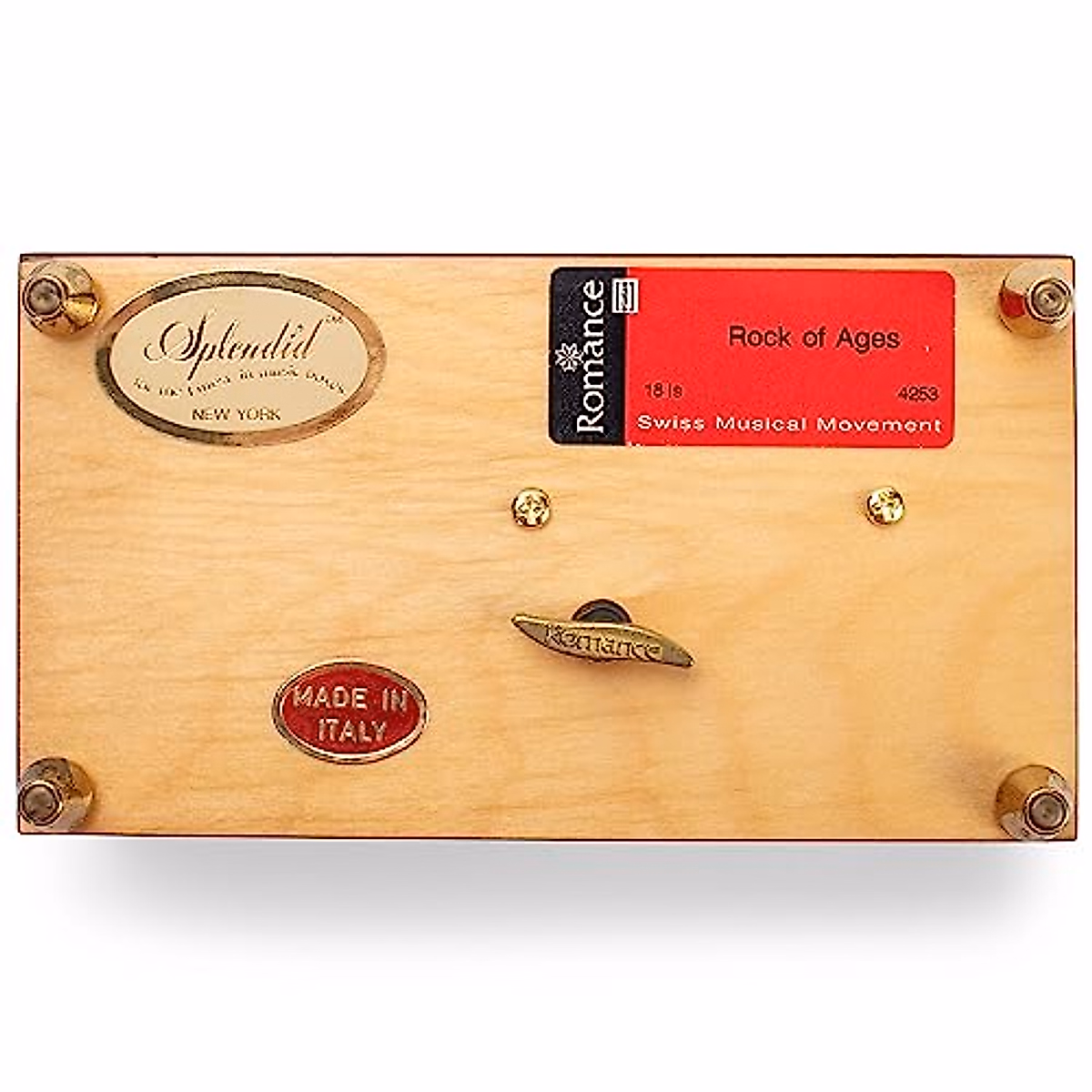 Haelo 43Vol Musical Instruments Violin 6 x 3 Inch Italian Hand Crafted Inlaid Wood Jewelry Music Box Plays Tune Rock of Ages