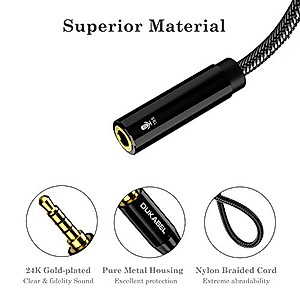 DUKABEL DC4 3.5mm TRS to TRRS Adapter Cable, Microphone Audio Adapter, TRS Female to TRRS Male Converter for Smartphone, PS4, Tablet, Laptop