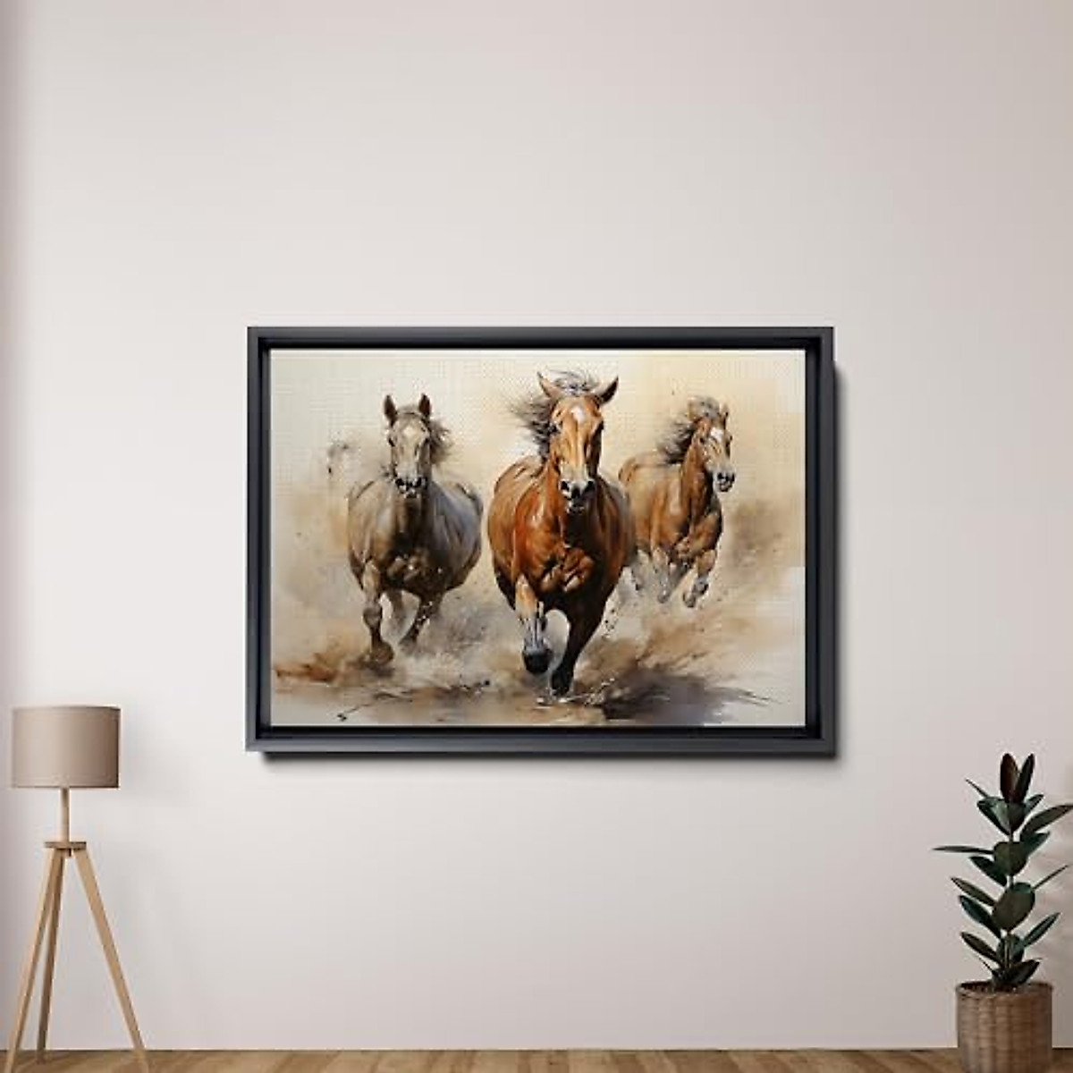 Majestic Black Stallion Galloping In The Clouds, Black Horse On Salt Flats, Canvas Print, Black Horse Print, Black Horse Wall Art