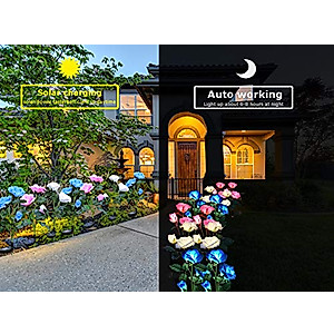 CN-Porter Solar Flower Lights, Solar Garden Stake Lights Outdoor Waterproof Solar Rose for Patio, Lawn, Garden, Yard Decoration