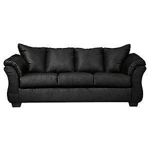 Signature Design by Ashley Darcy Casual Plush Full Sofa Sleeper with Memory Foam Mattress, Black