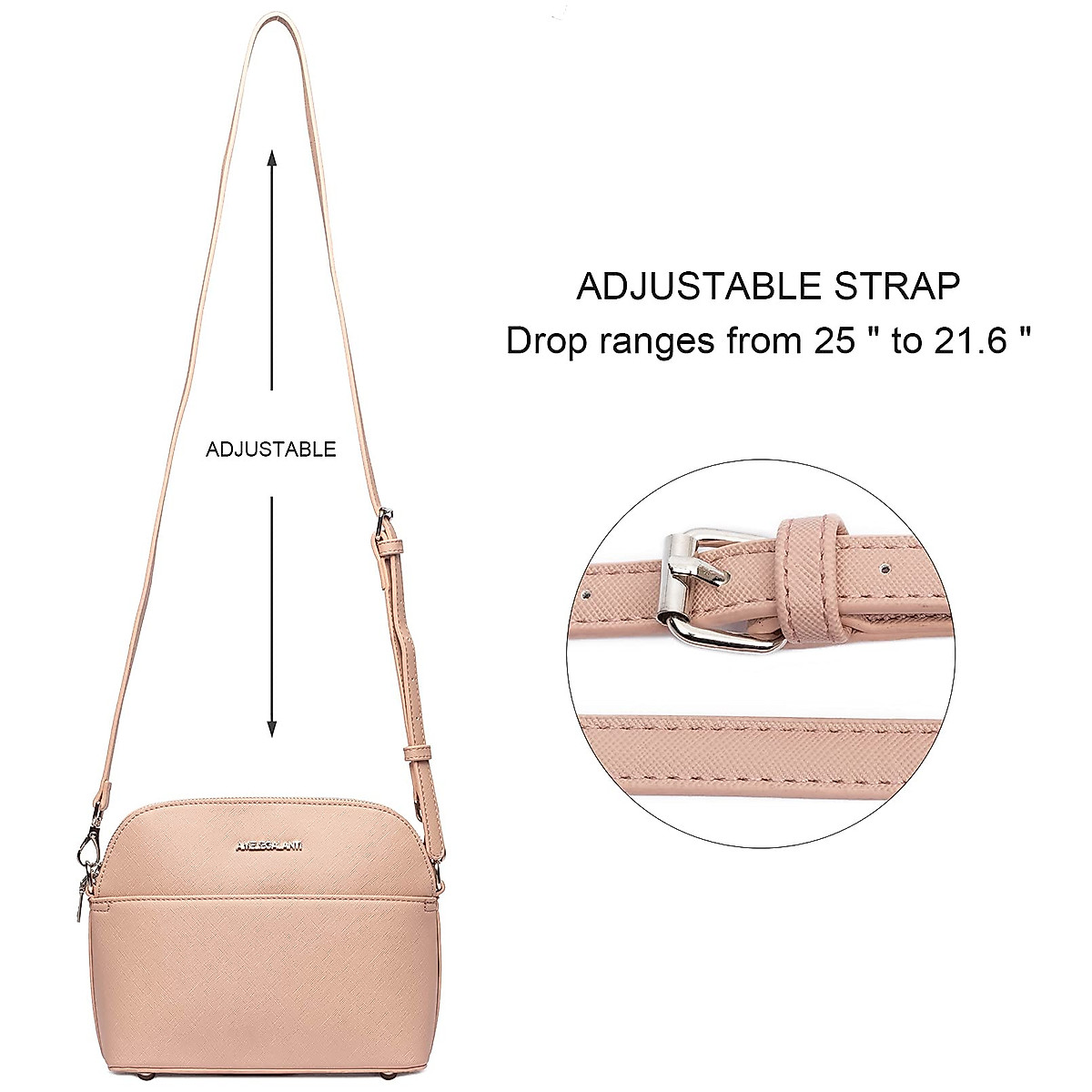 Crossbody Bags for Women, Medium Dome Vegan Leather Shoulder Purses Lightweight Handbags with Multi Pockets (Pink)