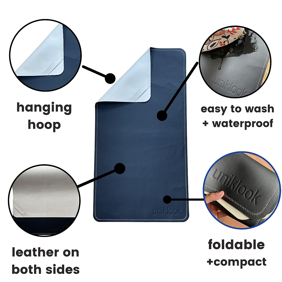 Uniklook Leather Portable Changing Pad for Baby- Vegan Leather Drop Cloth - Travel Baby Changing Mat - Baby Changing mat - Multipurpose Portable diaper change mat waterproof Large 16"x30"