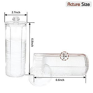 Qihomy Cosmetic Cotton Pads Storage Rack - Large Capacity Qtip Dispenser Holder Transparent Acrylic Storage Organizer Containers Cotton Rounds Display Rack With Lid (7.48 x 2.76 x 2.76 inches)