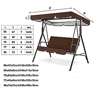 BTURYT Water Resistant Patio Swing Cover Set,Swing Canopy Replacement Top Cover and Chair Cover,Garden Seater Sun Shade Porch Replacement Swing Cushion-(top Cover + Chair Cover)
