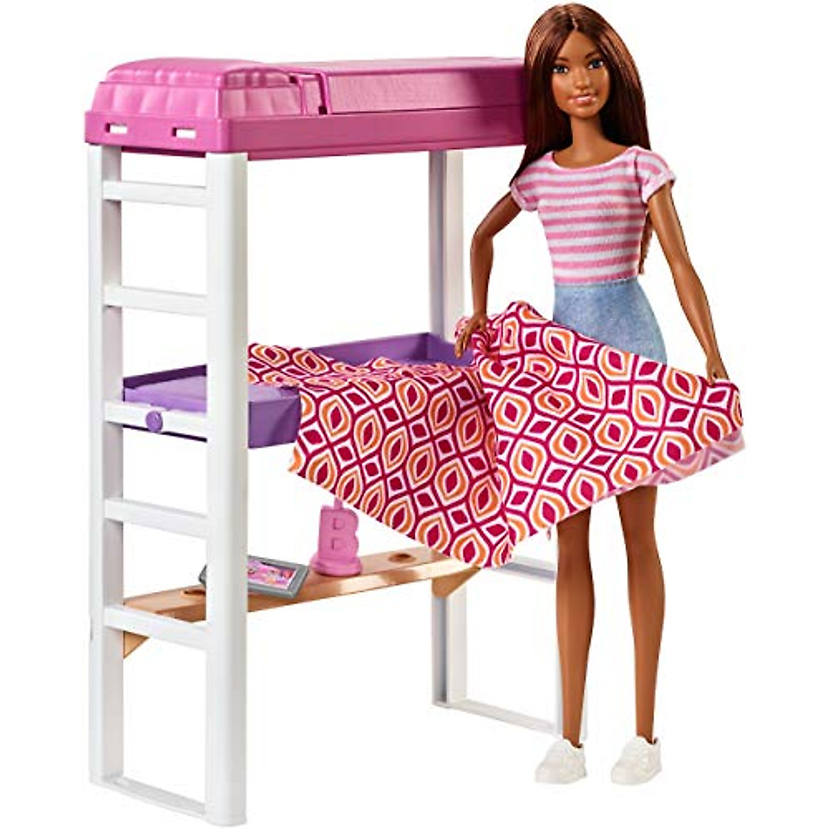 Barbie Doll and Furniture Set, Loft Bed with Transforming Bunk Beds and Desk Accessories, Gift Set for 3 to 7 Year Olds​​​​