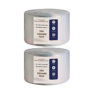 Bubble Cushion Wrap 700 Square Feet Total 2 Rolls 12 Inch x 350 Feet 3/16 Small Bubbles Perforated Every 12" for Packaging Moving Shipping Boxes Supplies 2 Rolls 12'' Wide 350 Feet x 2