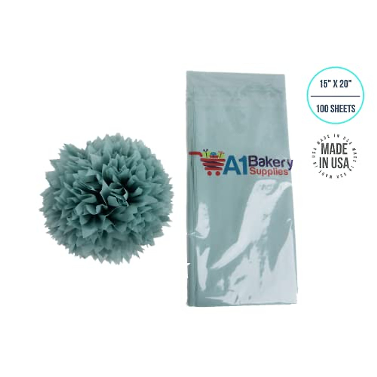 Blue Haze Tissue Paper 15x20" 100pk A1BakerySupplies® Premium High Quality Gift Wrap Tissue Paper Made in USA