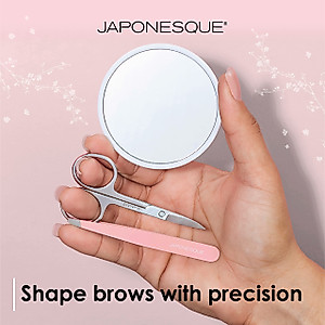 JAPONESQUE Limited Edition 3-Piece Value Brow Set, Includes - Slant Tweezer, Stainless Steel Brow Scissors, & Touchup Mirror