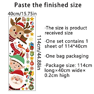 44.88 x 15.75 Inch Christmas Door Stickers Christmas Santa Claus Elk Snowman Door Sticker Decor for Holiday Christmas Kids Baby Nursery Playroom Bedroom Classroom Kindergarten Holiday Wall Decor