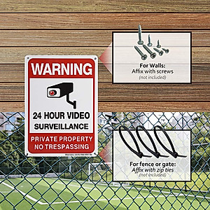 Sheenwang 2-Pack Private Property No Trespassing Sign, video surveillance signs outdoor, UV Printed .040 Mil Rust Free Aluminum 10 x 7 in, Security camera sign for home, Business, Driveway Alert, CCTV
