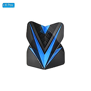 PATIKIL Dart Flights, 6 Pack PET Standard Darts Accessories Replacement Parts for Soft Tip Steel Tip, V Style, Black, Blue