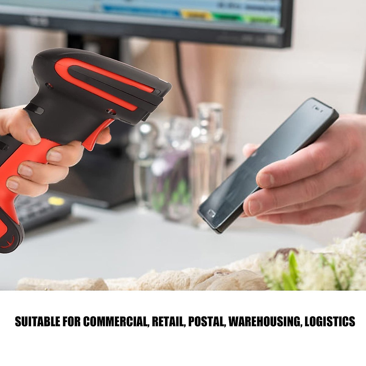 Wireless Barcode Scanner, 2020DB 2.4GHz Wireless Wired 3 Modes Handheld 1D 2D Bar Code Reader IP67 Waterproof with 2 Prompt Modes, for Supermarket Retail Warehouse​​​